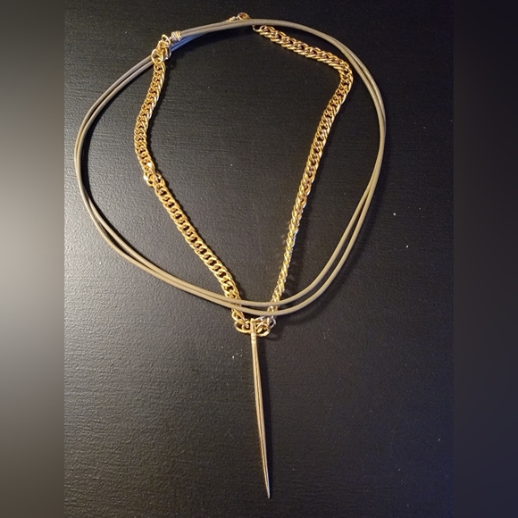 Jewelry | Gold Chain And Vegan Leather With Spike Pendant Necklace ...